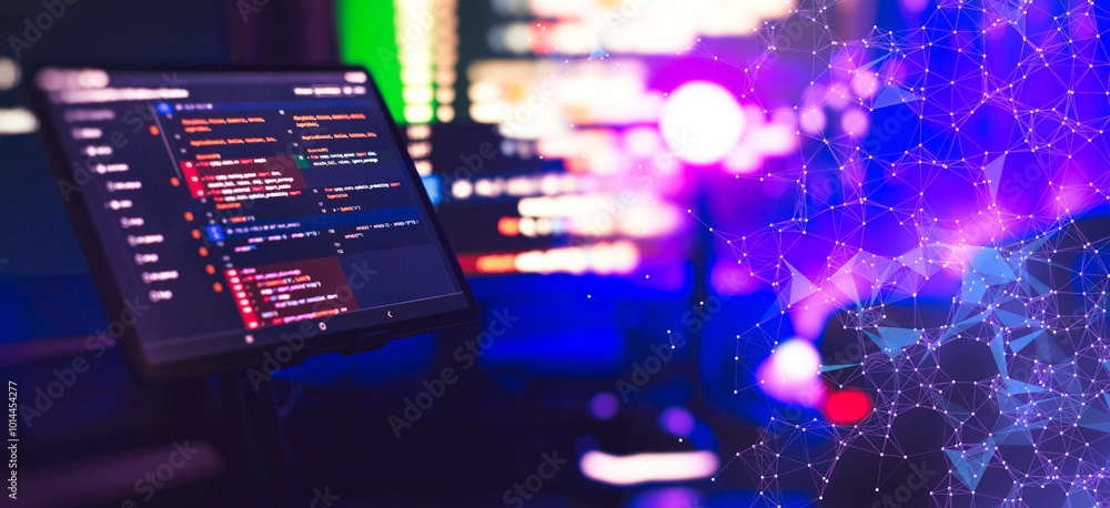 Running Computer data programming. Coding script text on screen. Stock Photo | Adobe Stock