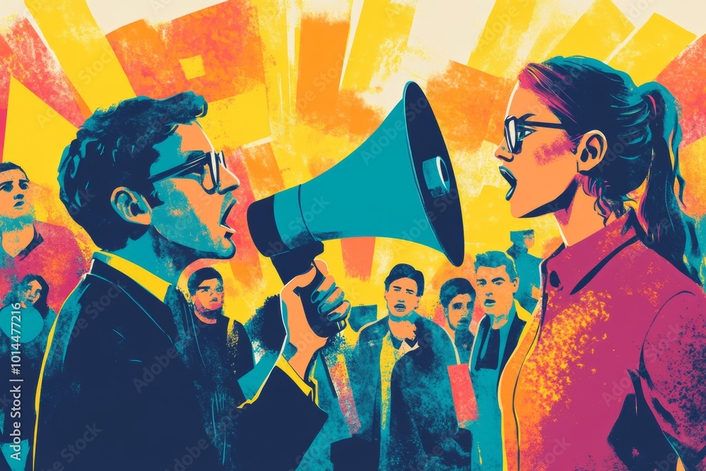 Dynamic confrontation between two individuals highlighting the power of ...