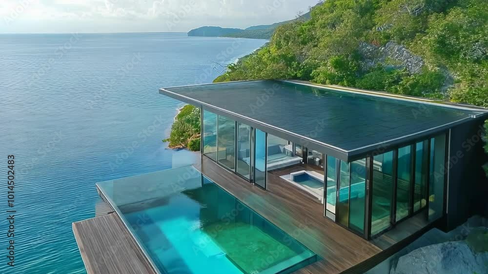 Stunning cliffside villa with floor-to-ceiling glass walls overlooks ...