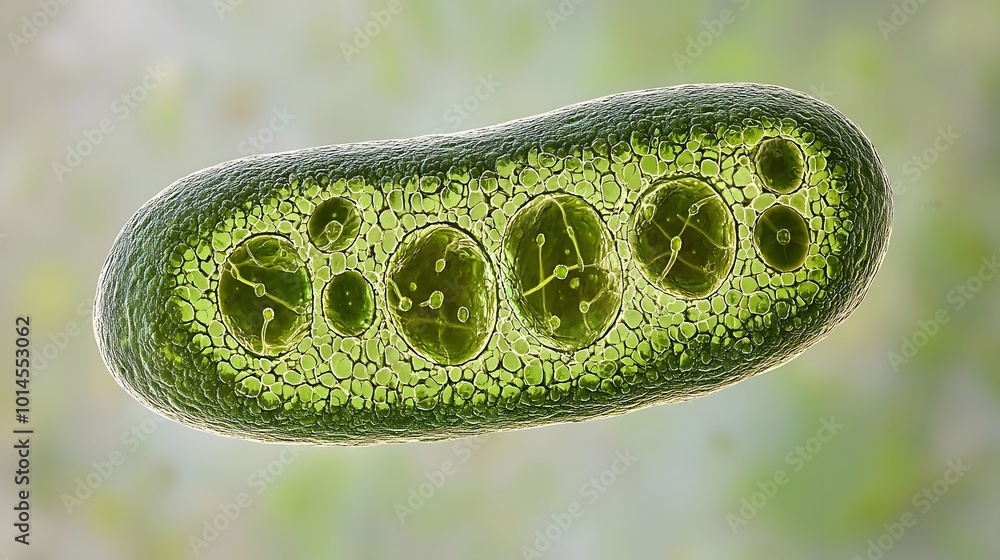 Microscopic View of Algae Cell with Chloroplasts Stock Photo | Adobe Stock