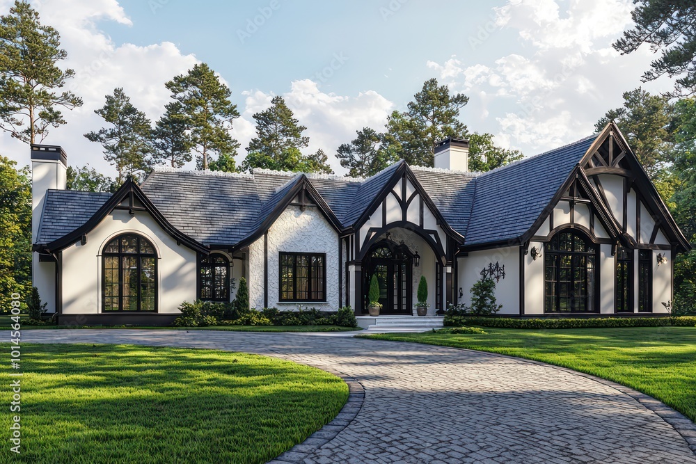 Architectural visualization of a home with ivory lace accents ...