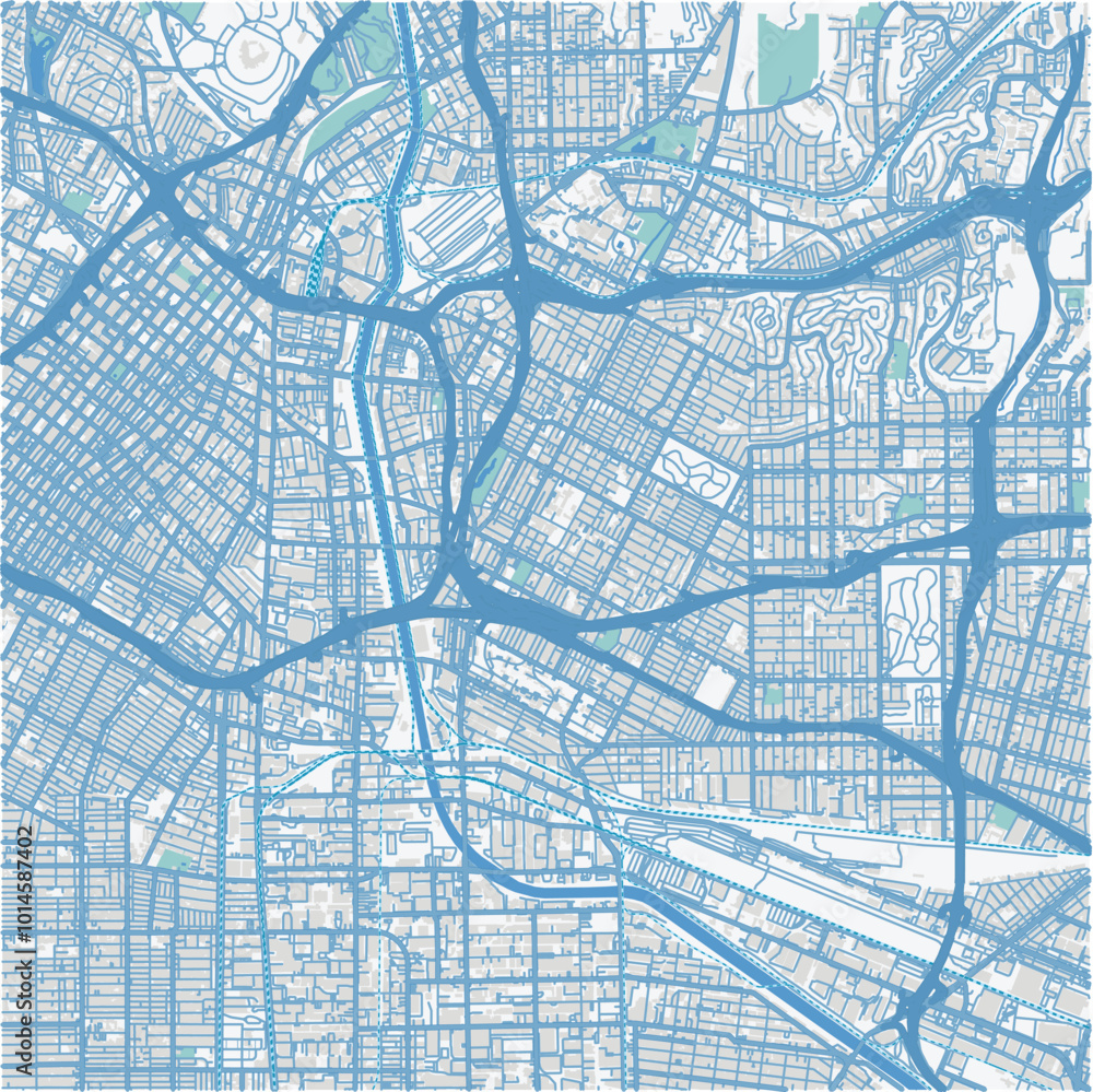 Map of Boyle Heights in California in a professional blue style ...