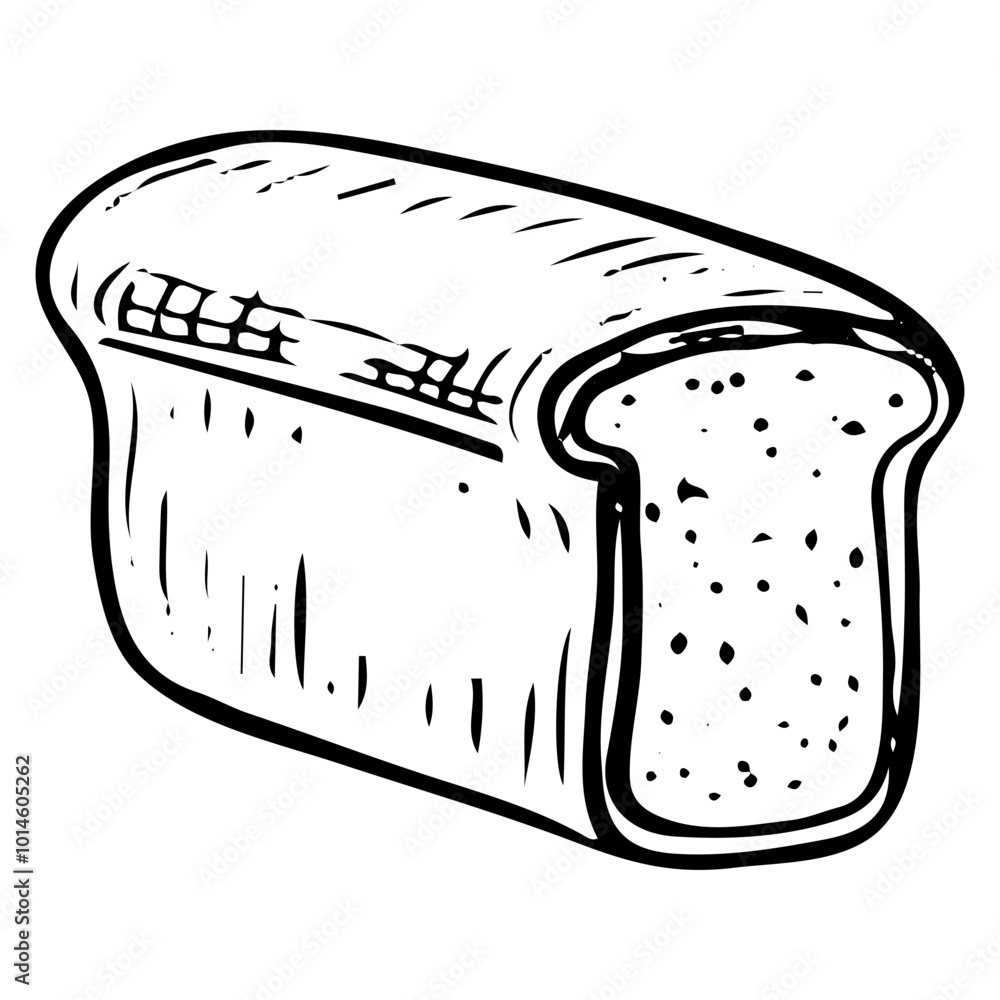 Half bread hand drawn doodle. Baked toast bun. Bakery. Loaf. Wheat ...