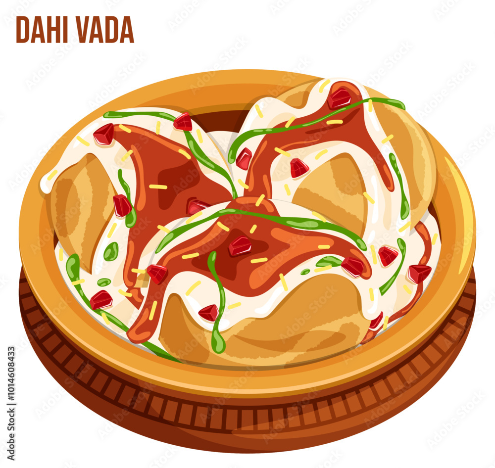 Dahi Vada or Dahi Bhalla Chaat in Mud Pot with Tamarind, Mint Chutneys ...