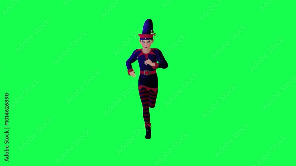 3d Cartoon girl throwing grenade from left angle on green screen ...