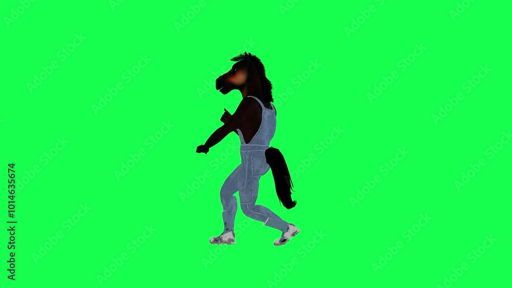 3D cartoon speaker brown horse strangling someone from right angle on ...