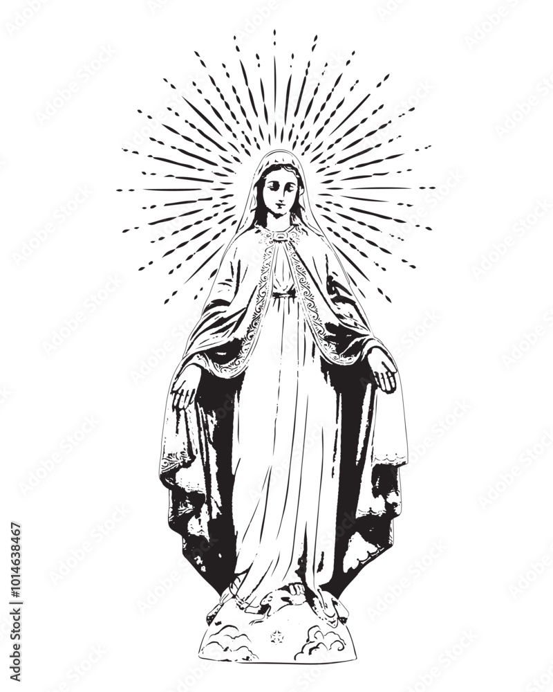 Our Lady of grace vector Blessed Virgin Mary Catholic religious vector ...