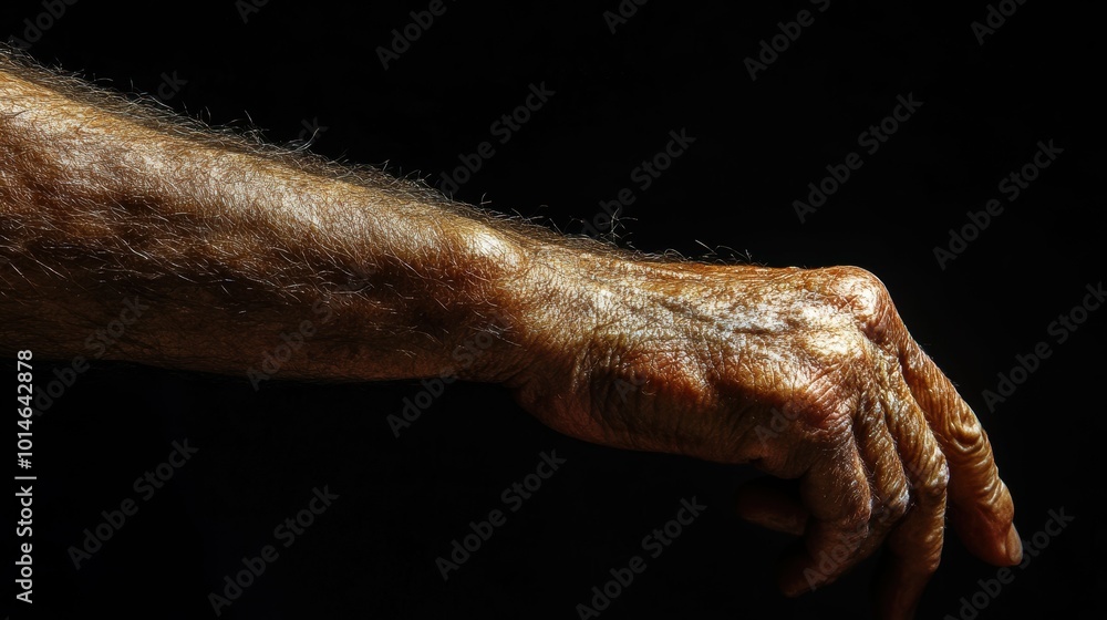 Dramatic high-contrast image of a person's arm displaying the ...