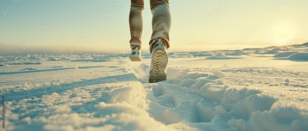 Snow crunches underfoot as someone walks through a vast frozen ...
