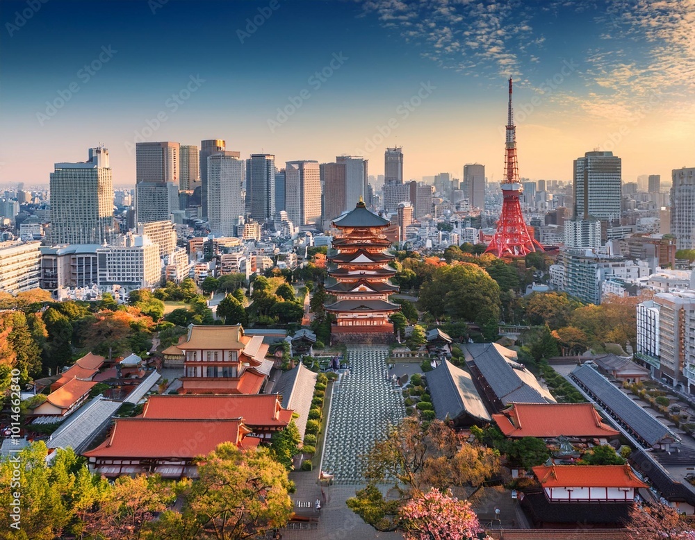 The Ancient Temples and Modern Skylines of Tokyo, Japan, Showcasing a ...