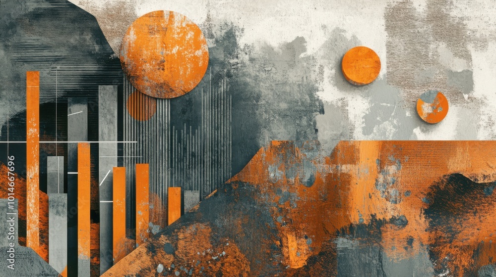 The concept of stagflation in rust orange and slate gray colors Stock ...