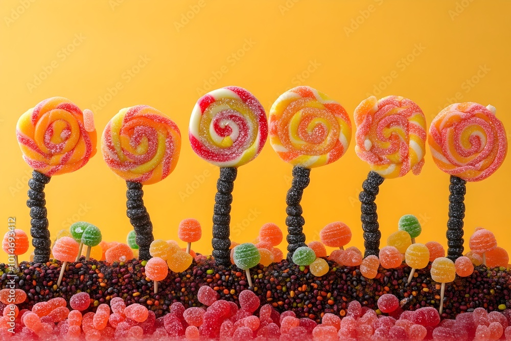 Twisted Surreal Halloween Candy Land with Lollipop Trees and Gummy Worm ...