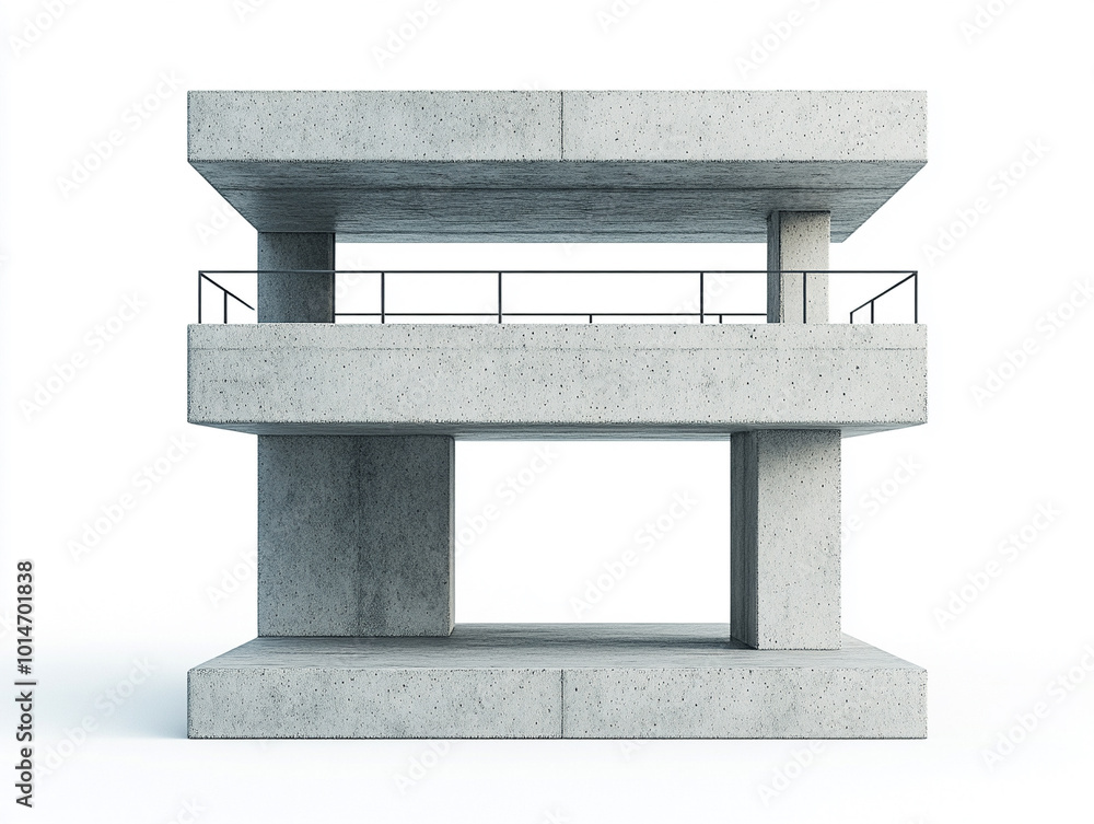 Modern architectural concrete structure with an open design, featuring ...