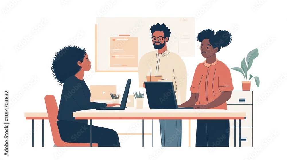 Asian and African American employees experiencing a smooth remote ...