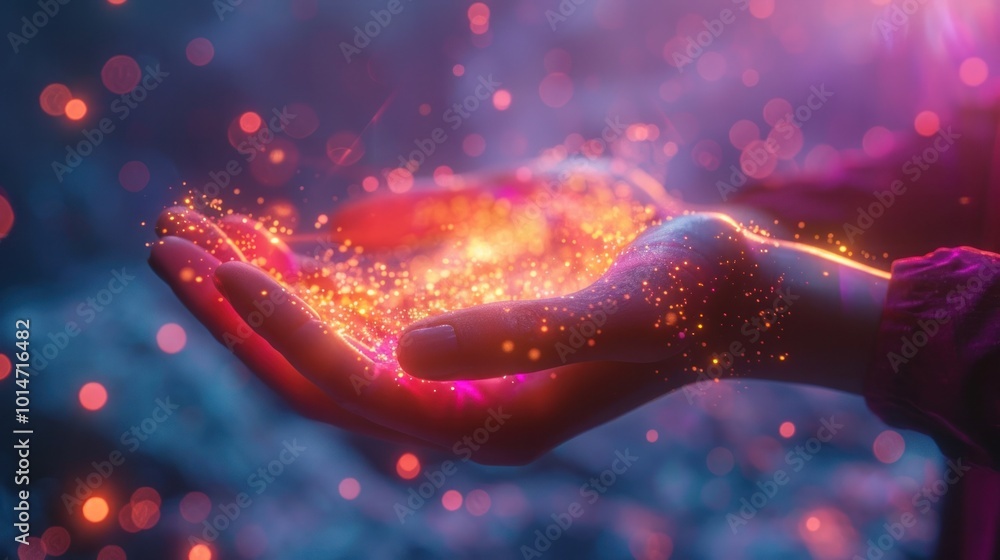 Glowing Ethereal Hand Emanating Cosmic Energy and Mystical Light ...
