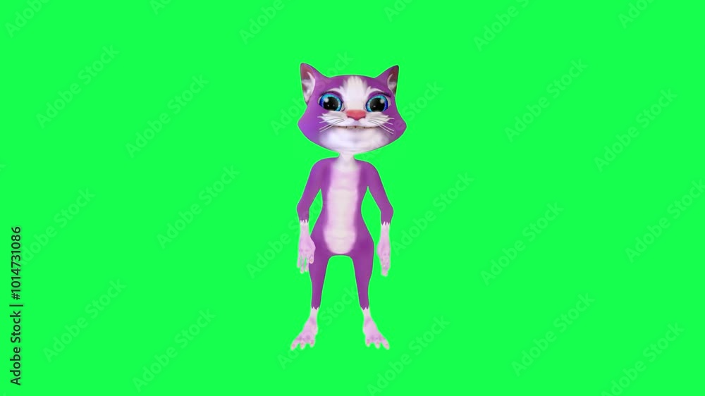 The 3D purple talking cat takes off her gun and puts it back in place ...