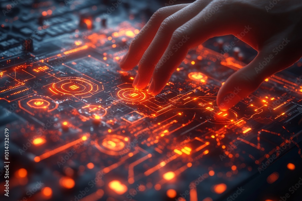 Visual representation of a software development lifecycle with glowing ...