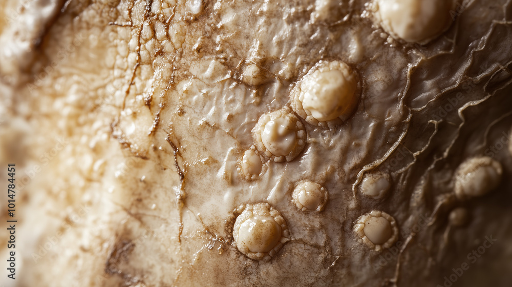 Detailed Macro Shot of Bullous Pemphigoid on Leg, Showcasing Tense ...