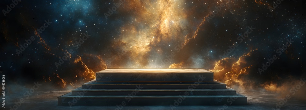 4. A surreal illustration of an altar-like podium floating in the ...