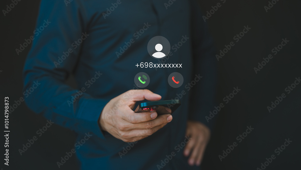 Person answering the incoming call. Phone call was from an unknown ...