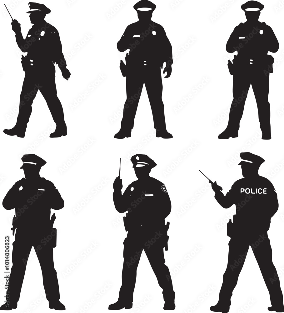 Police Silhouette Vector Set Stock Vector | Adobe Stock