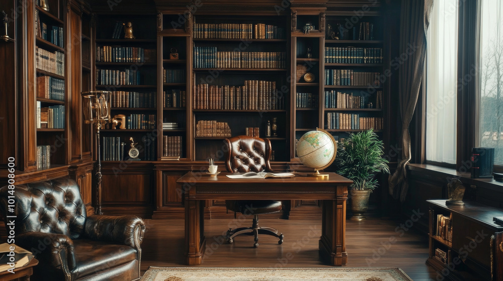 Exploring the Elegance of a Classic Library Office: A Perfect Blend of ...