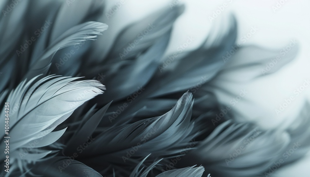 Beautiful abstract black feathers on white background and soft white ...