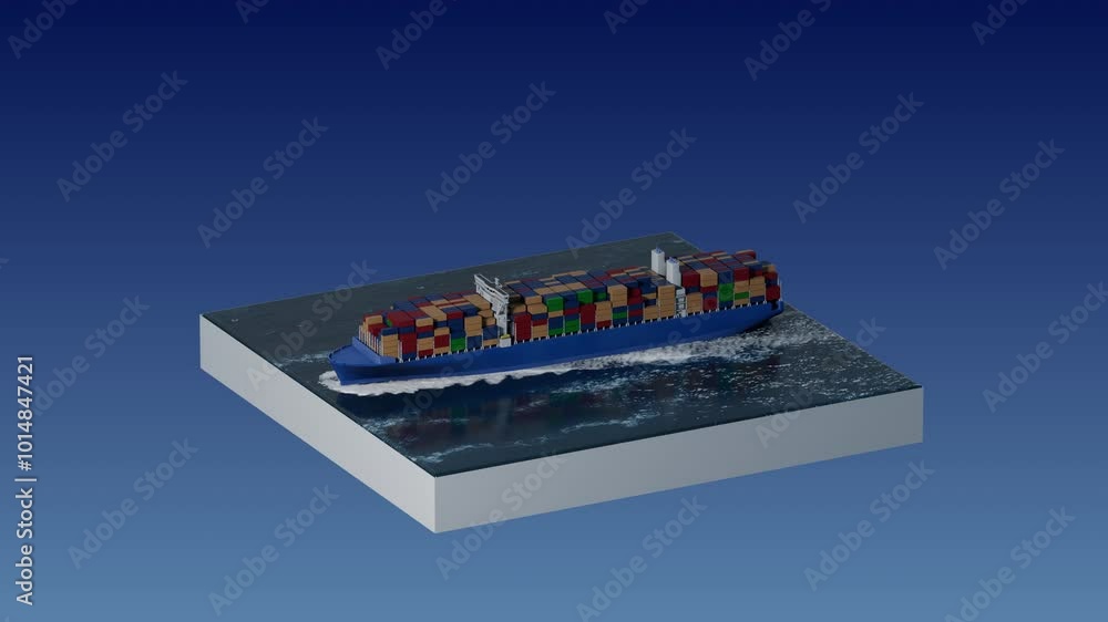 Global Logistics international delivery animation on sea ocean ...