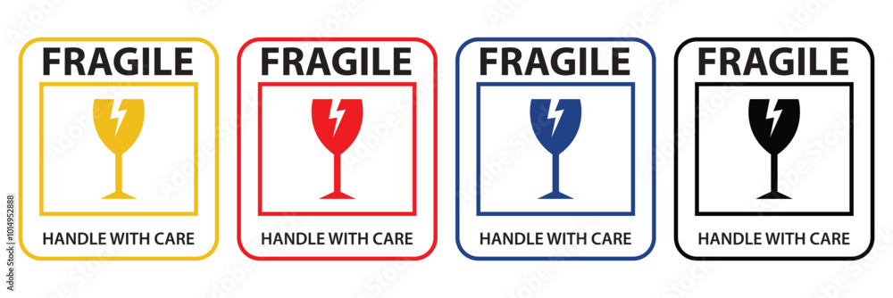 Sticker fragile handle with care, fragile warning label, fragile label ...