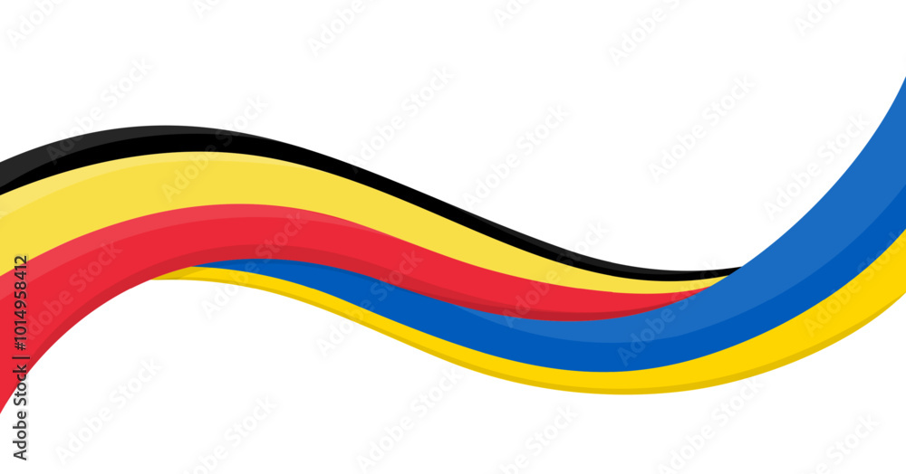 Wavy ribbon banner of Ukraine flag with Belgium Flag. Unity, solidarity ...