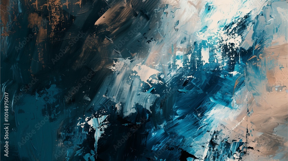 Layered abstract painting with thick brushstrokes, featuring a mix of ...