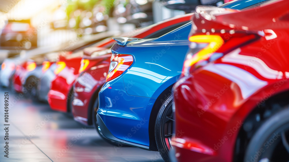 Modern Dealership Showcase: A Side View of Cars Highlighting Automotive ...
