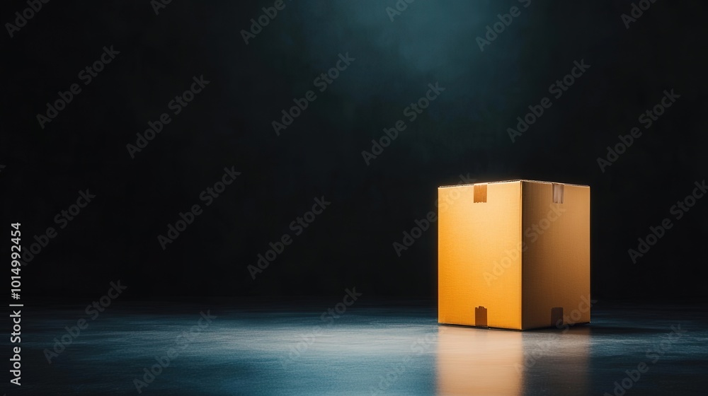 Cardboard Box in Dramatic Light, a meticulously detailed cardboard box ...