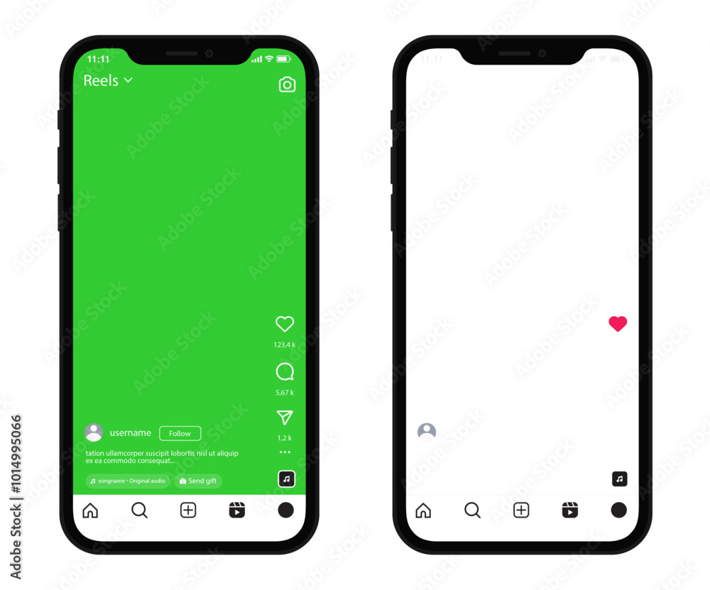 Instagram screen mockup set. Instagram social media template and ...