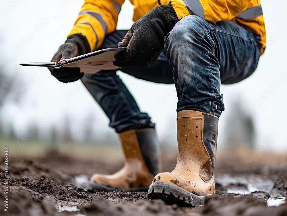 Hydrologist using remote sensors to monitor groundwater levels for ...