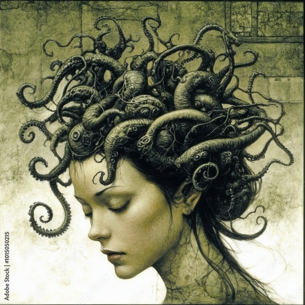 I am painting Surreal Biomechanical Creature, which is a dark and ...
