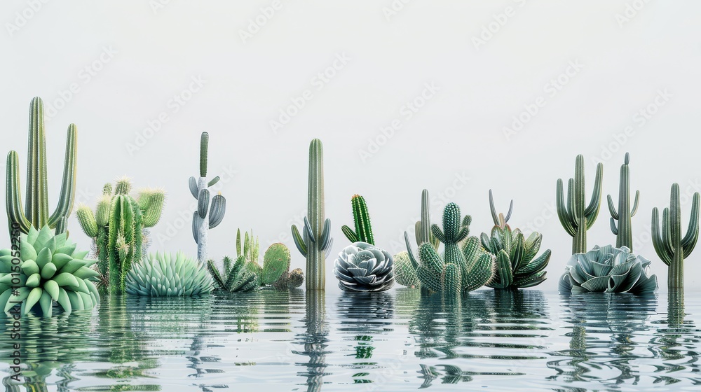 Digital 3d cactus border plant abstract graphic poster web page PPT ...