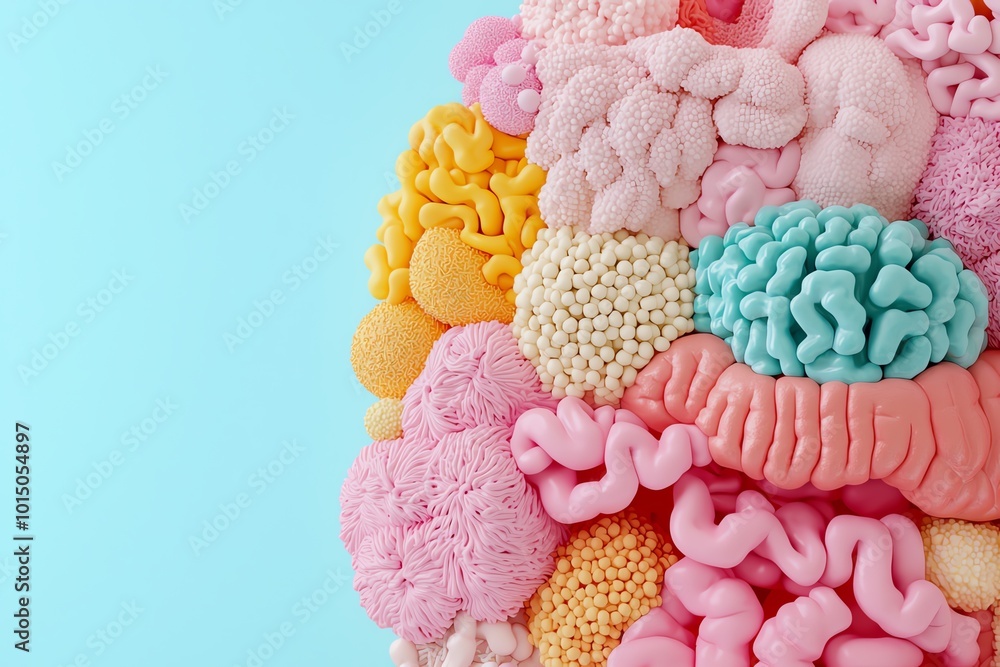 Colorful abstract representation of human organs, showcasing various ...