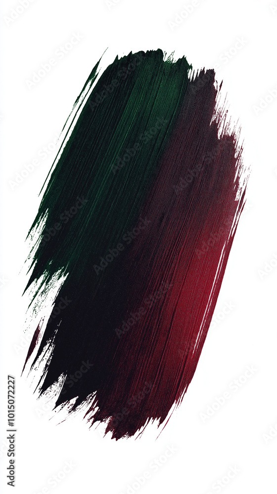 An isolated two-toned brushstroke featuring dark hunter green blending ...