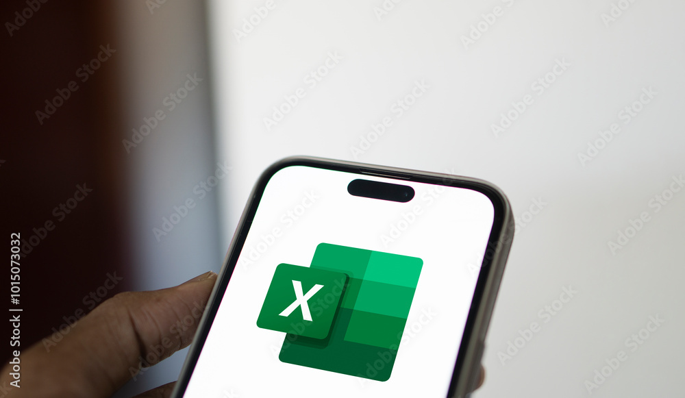 Dhaka, Bangladesh- 06 Oct 2024: Microsoft Excel logo is displayed on smartphone. Stock Photo ...
