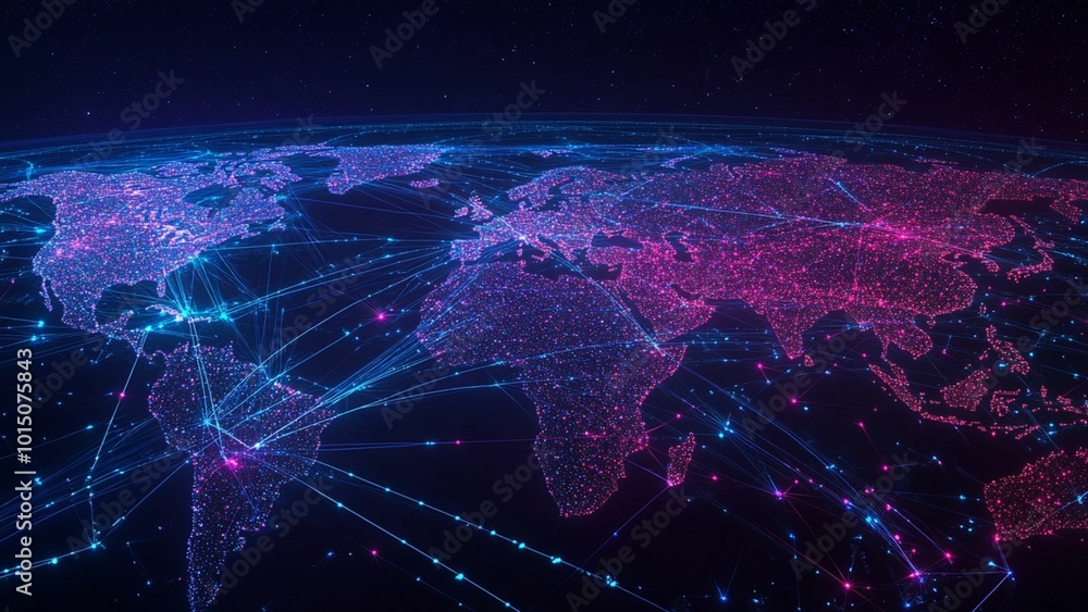 Global Network: Connecting the World with Digital Lines Stock ...