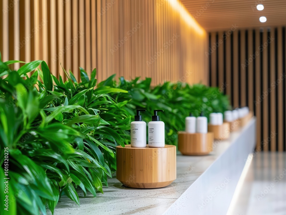Tropical barber shop exterior with bamboo walls, lush greenery, and ...