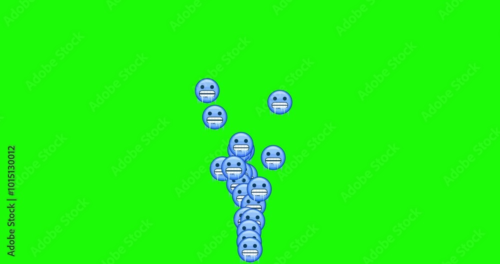 Cold face emoji particle animation, green screen 4k animation footage ...