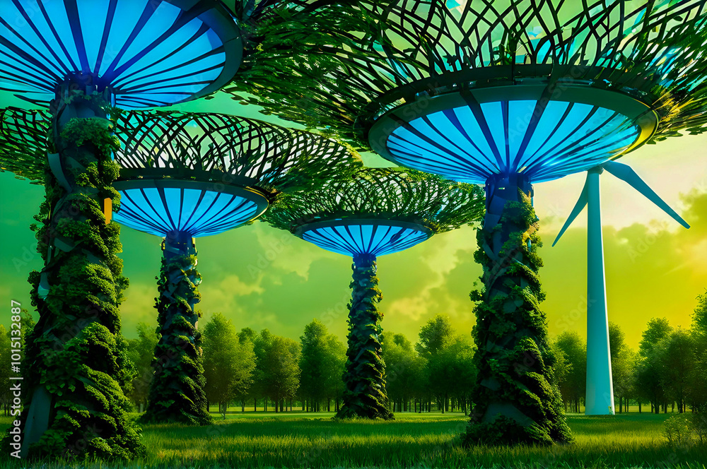 Futuristic Harmony of Nature and Technology: A Visionary Forest Where ...