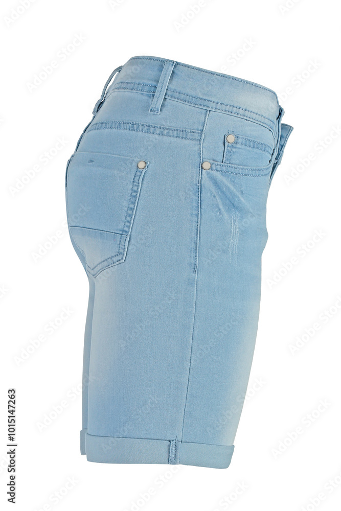 Denim breeches. Shorts. Side view. Photo on a mannequin. Isolated image ...