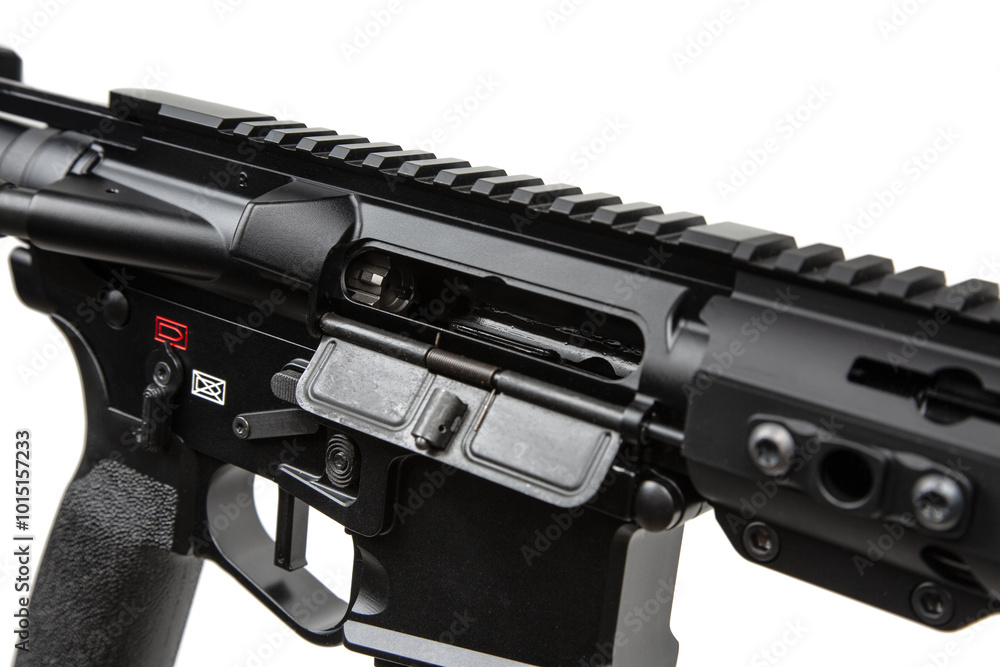 Modern automatic rifle isolated on white background. Weapons for police ...