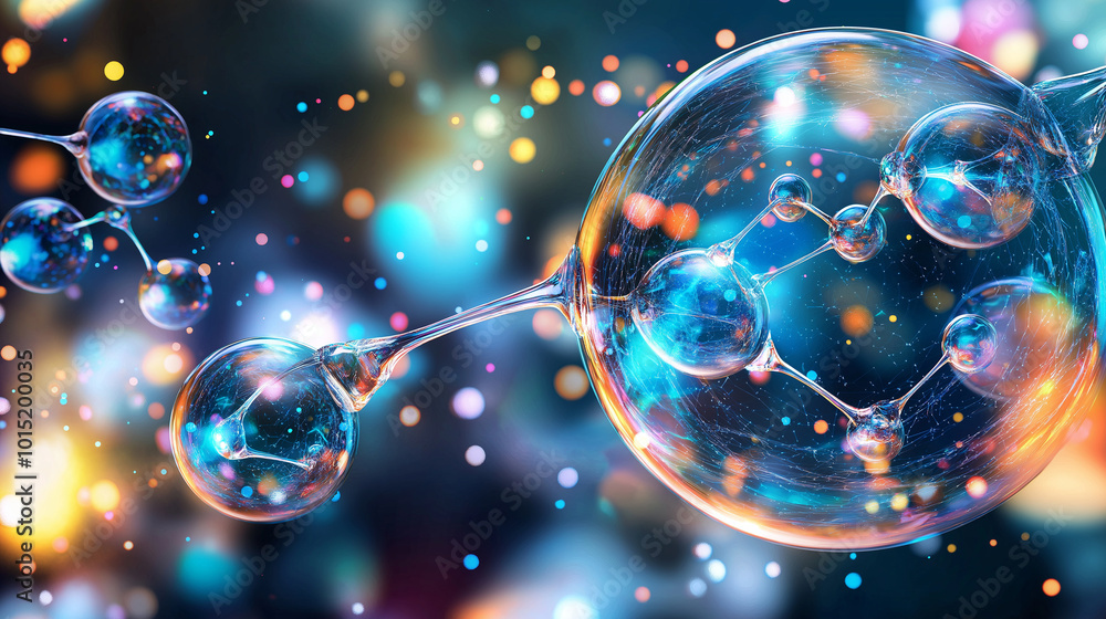 Molecules swirling in a cosmic dance, transforming into complex ...