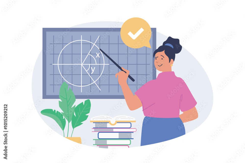 School learning concept in modern flat design for web. Woman working as ...