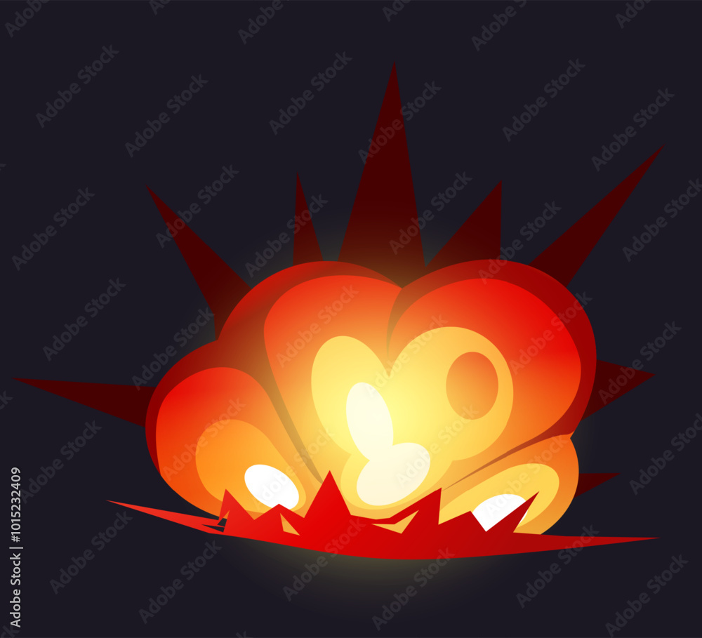 Explosion isolated on black background. Nuclear weapon or dynamite ...