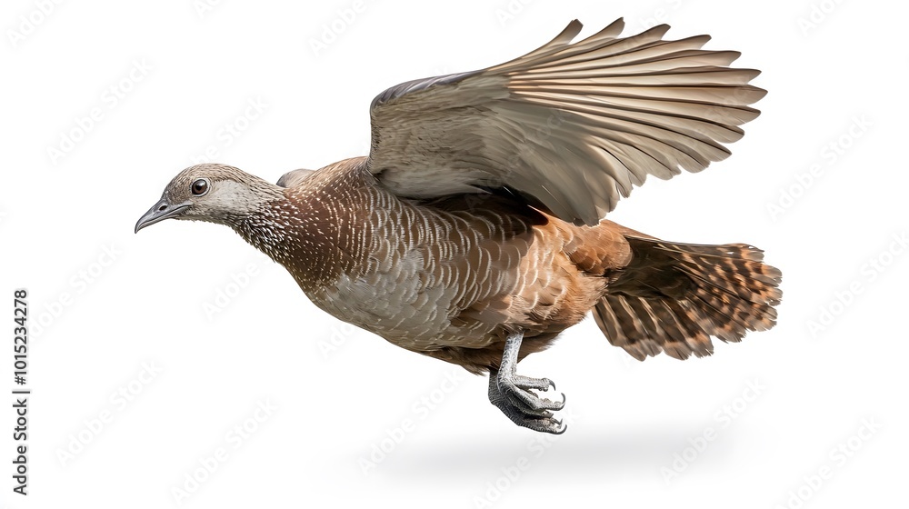 Solitary Tinamou Bird Flying on White Background, Photo Realistic ...